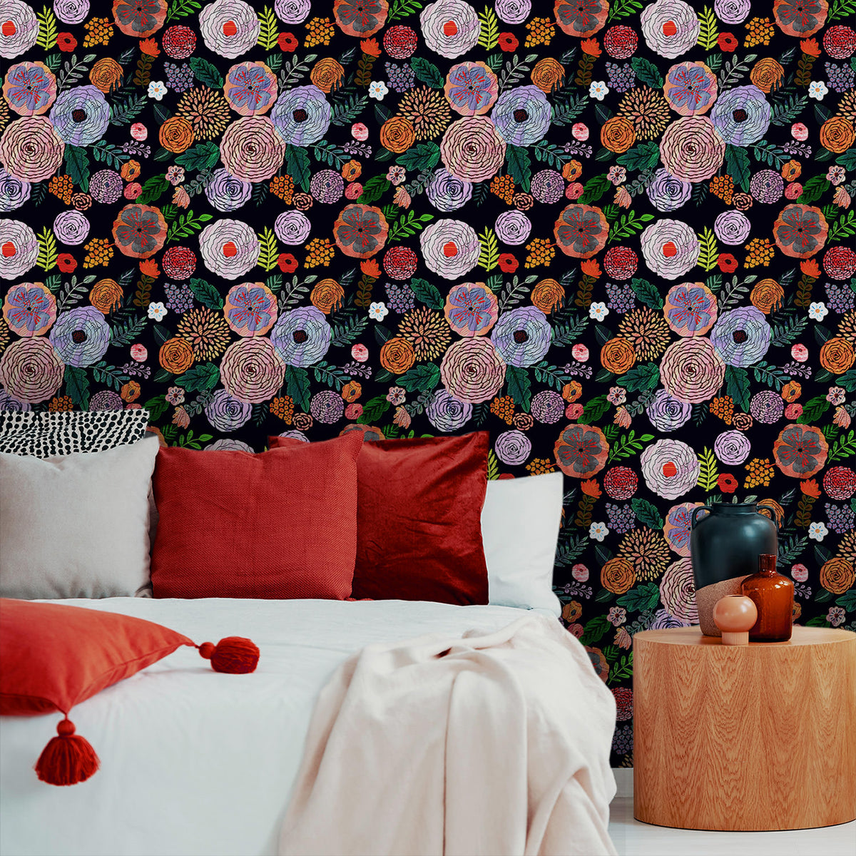 Candied Blooms (Licorice) Wallpaper – Hapi Art®️