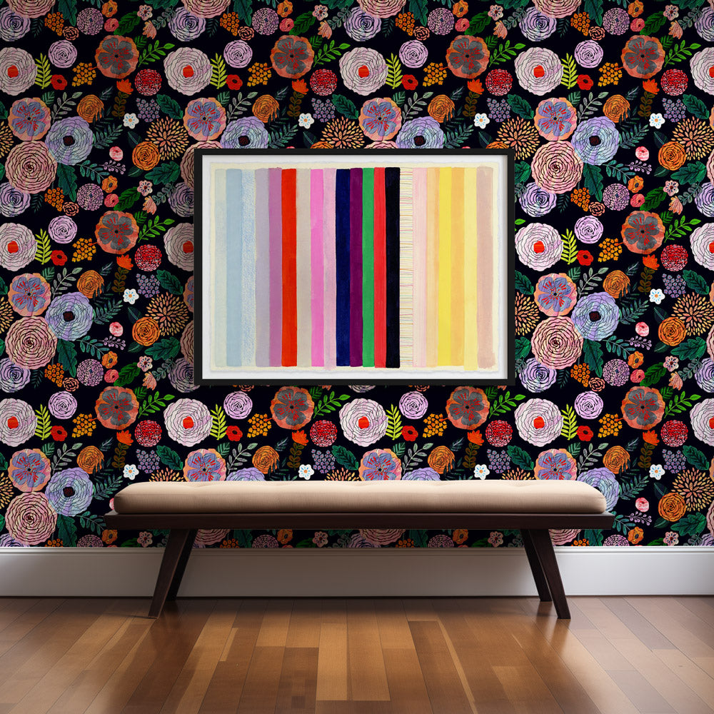 Candied Blooms (Licorice) Wallpaper – Hapi Art®️